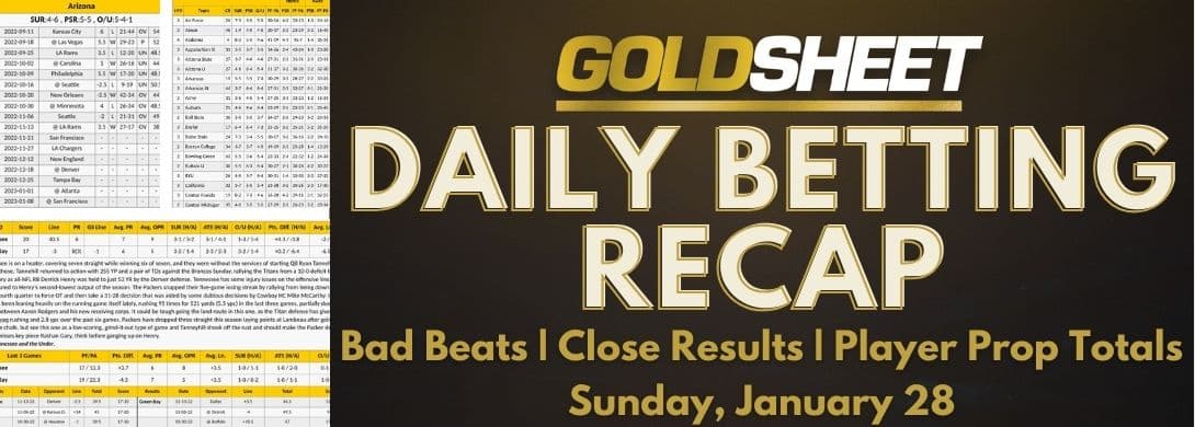 GoldSheet Report for Jan 28 - Sports Betting Bad Beats, Close Calls ...