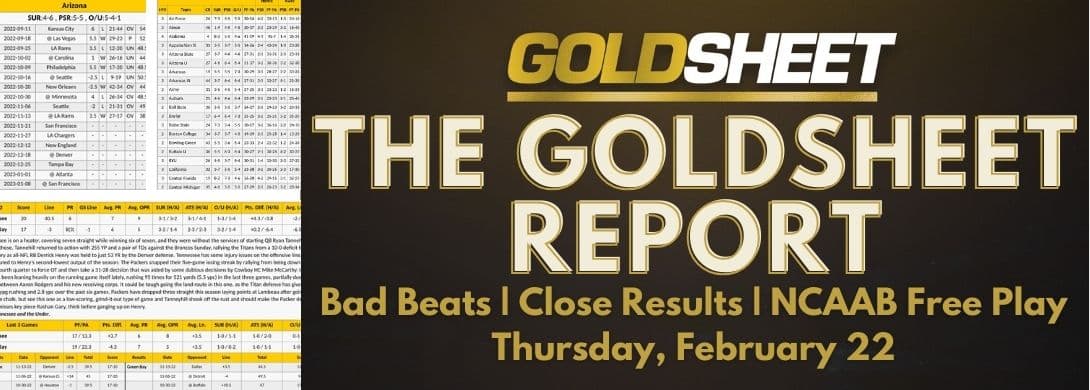 GoldSheet Report for Thursday, February 22 | NCAAB Free Play and NBA ...